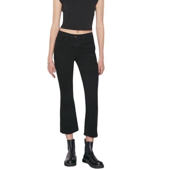 Frame Denim | Jeans | Frame Le Crop Mini Boot Jeans In Coated Black ...